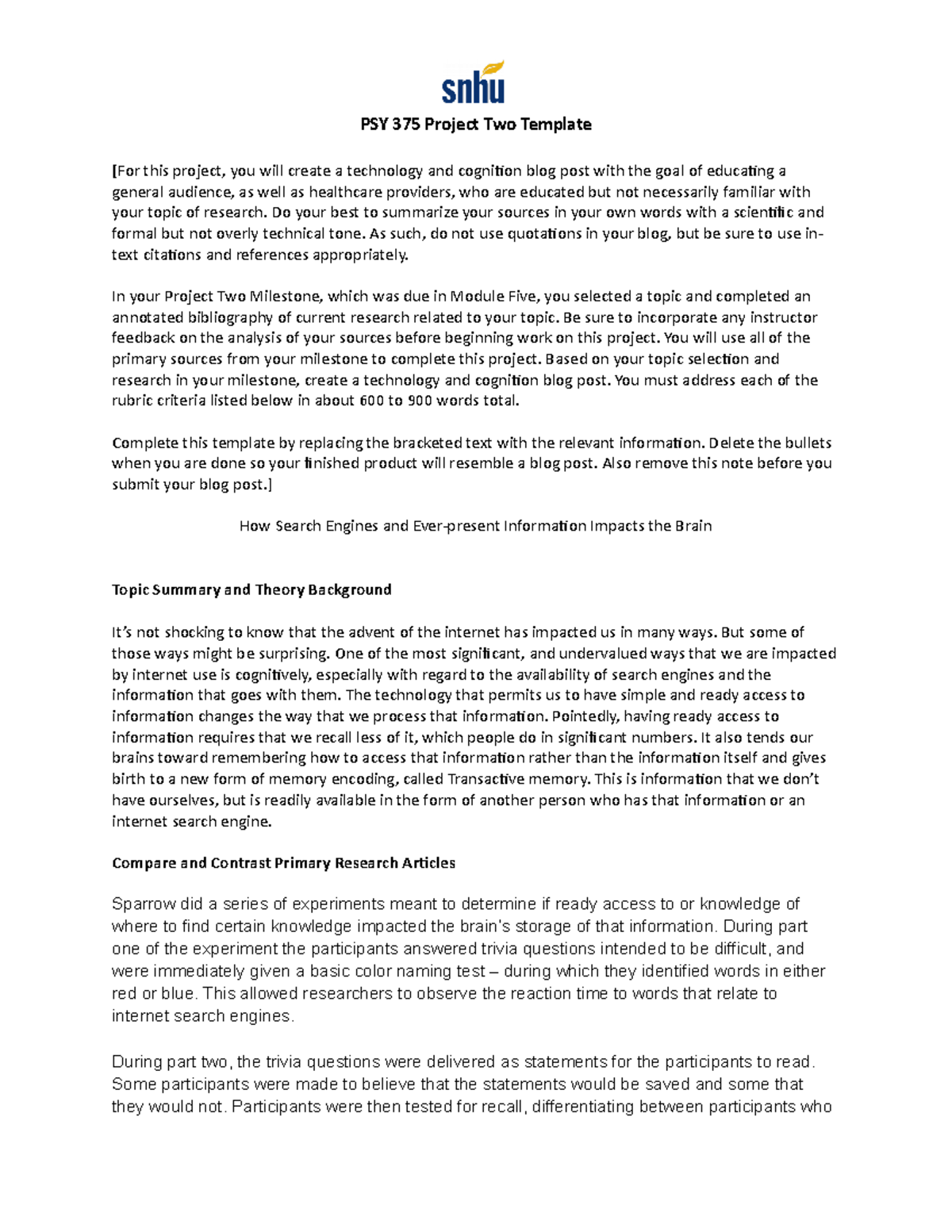 PSY 375 Project Two Template working - PSY 375 Project Two Template ...
