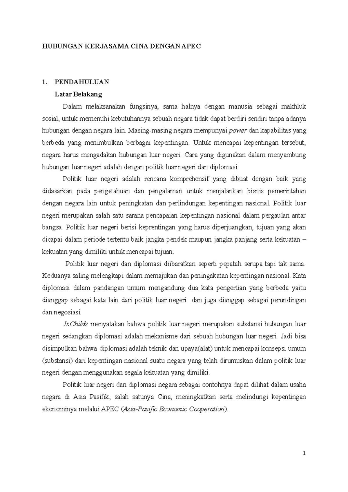 Hubungan Kerjasama CINA Dengan APEC - HUBUNGAN KERJASAMA CINA DENGAN ...