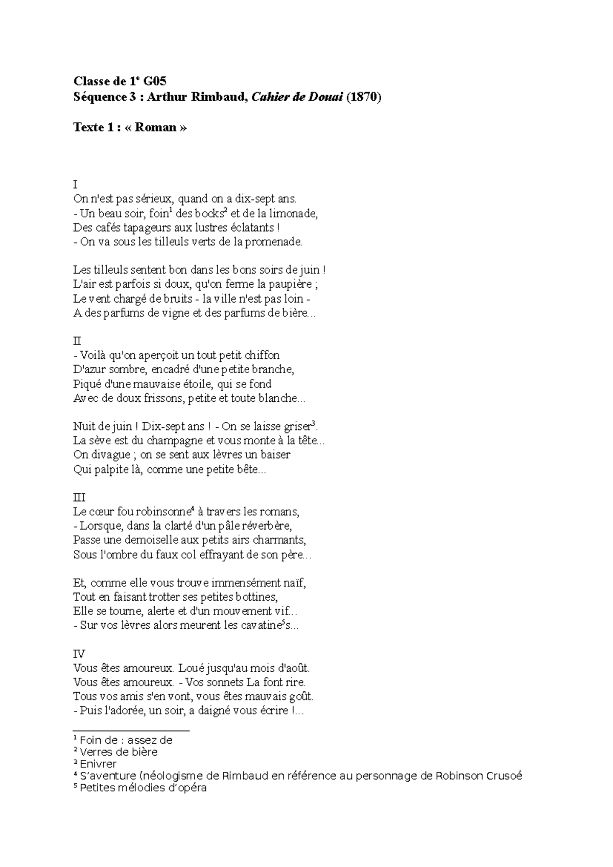 1e G05 seq 3 Roman - Texte de français oral - Classe de 1e G Séquence 3 ...