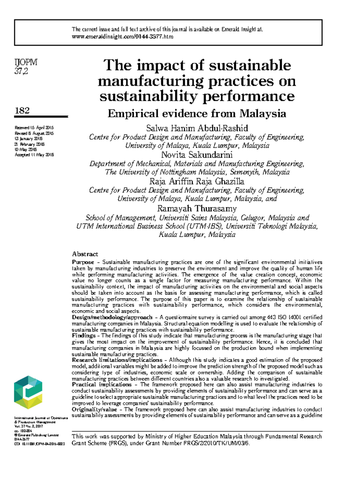 Abdul-rashid - RESEARCH PAPER TO READ - The impact of sustainable ...
