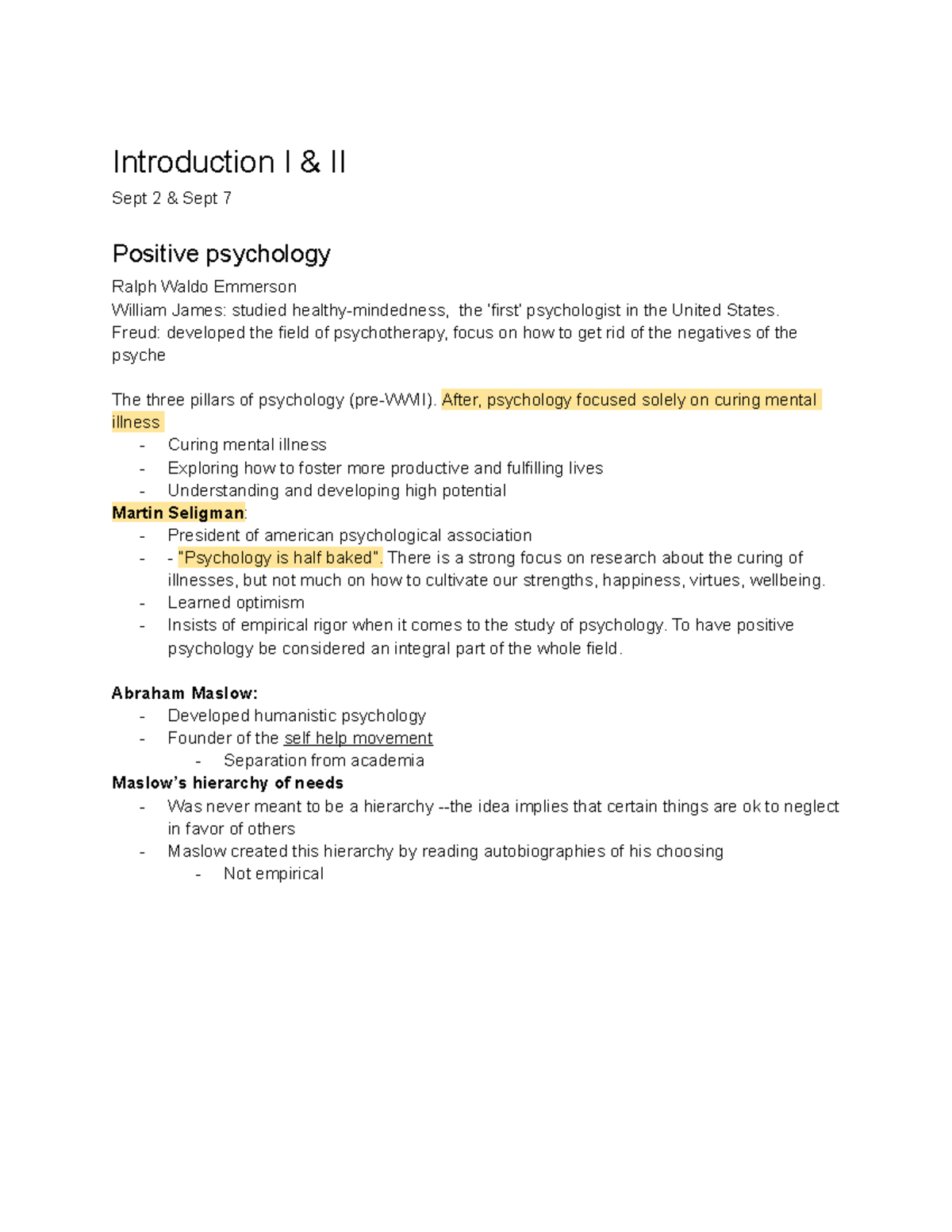 Science of happiness - Introduction I & II Sept 2 & Sept 7 Positive ...