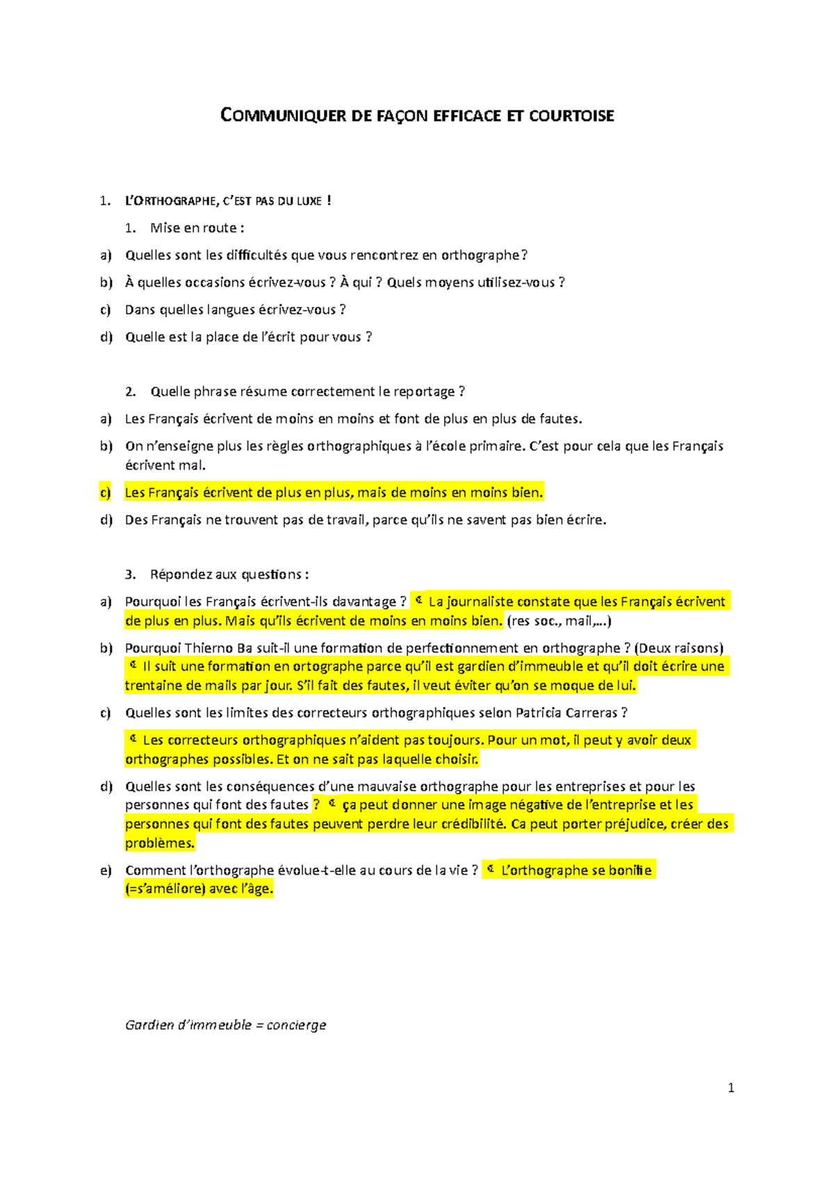 Communiquer de façon efficace et courtoise (22-23) - COMMUNIQUER DE ...