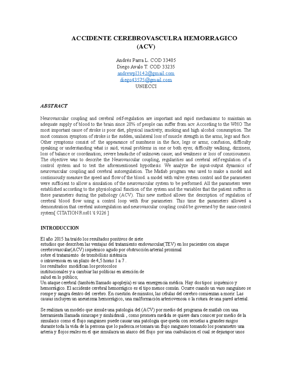 ACV - Informe final II corte de modelamiento de acv - ACCIDENTE ...