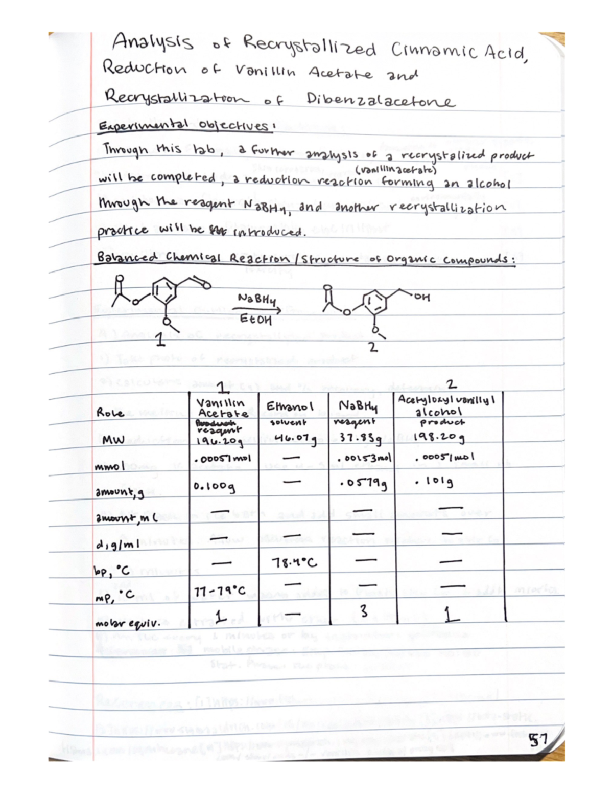 Analysis of Recrystallized Cinnamic Acid Pre Lab Chem 301 - CHEM 301 ...