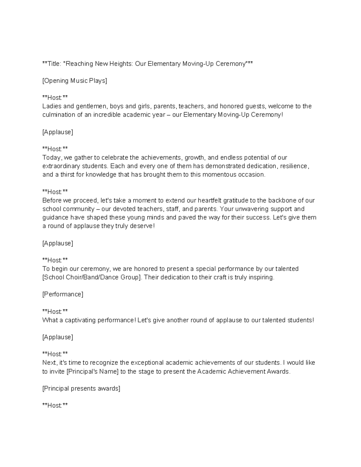 Moving UP ELEM - Title: "Reaching New Heights: Our Elementary Moving-Up ...