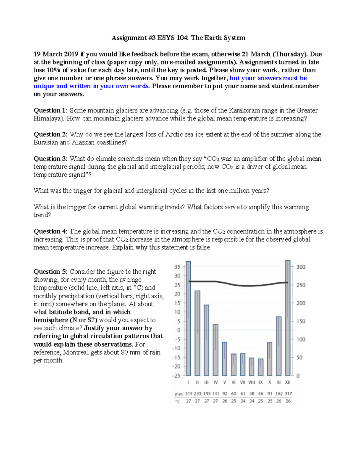 ESYS104 Assignment 3 2019 - Assignment #3 ESYS 104: The Earth System 19 ...