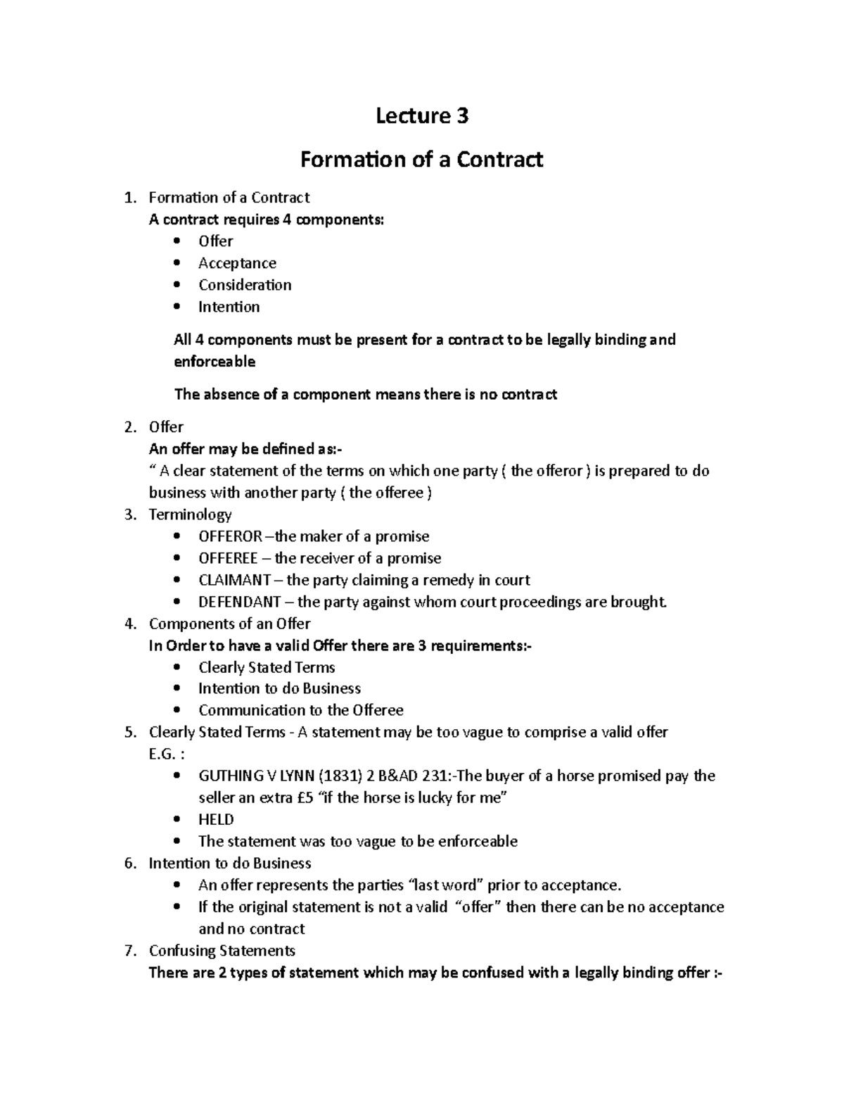 Formation of a Contract - Formation of a Contract A contract requires 4 ...