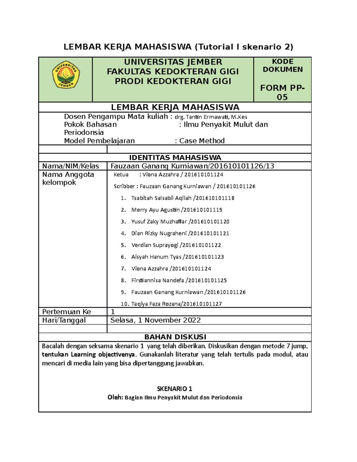 13 20-1xx Nama LKM Tutorial 1 Skenario 1 Blok 17 RM- 2223 - LEMBAR ...