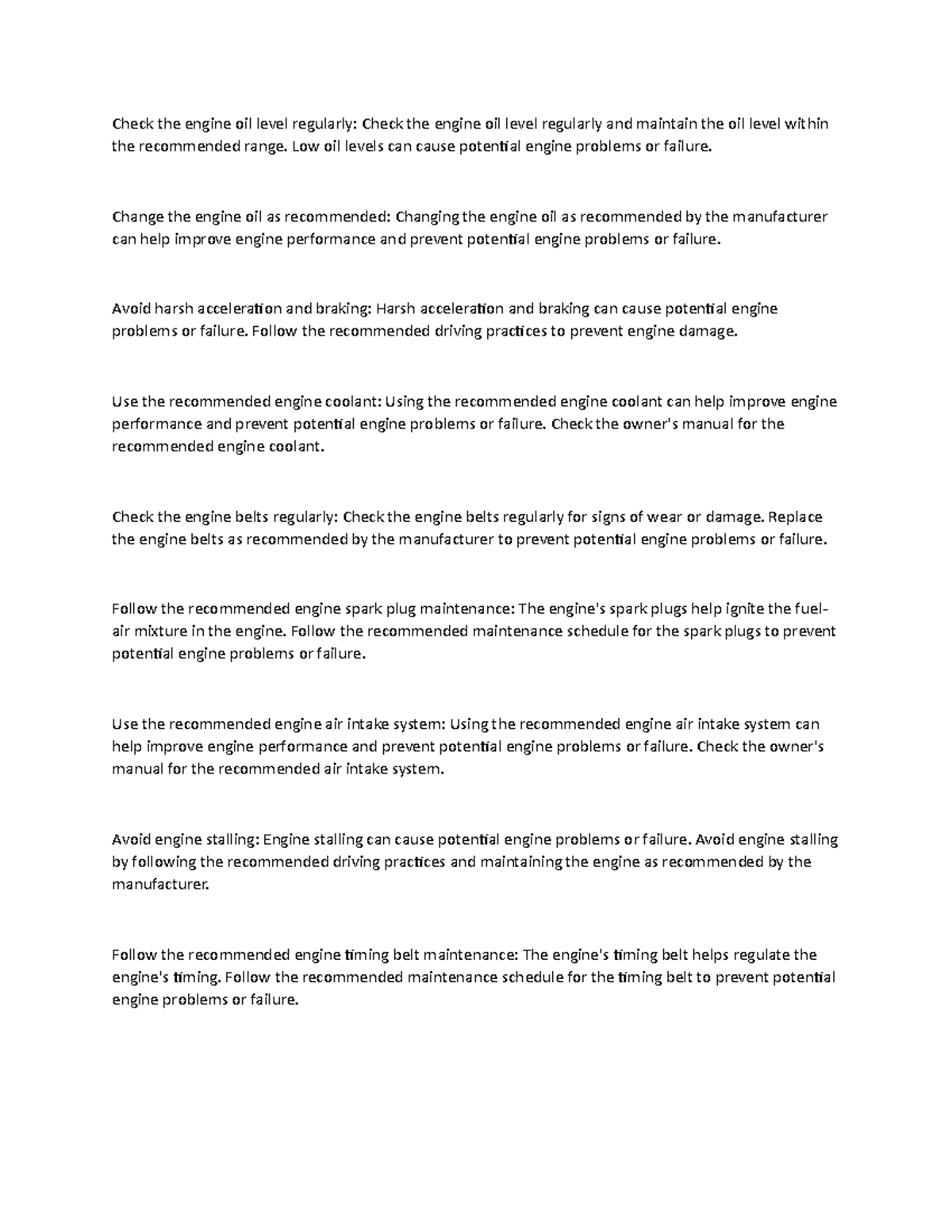 Engine 15 - Check the engine oil level regularly: Check the engine oil ...