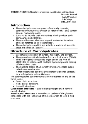 Monosaccharides - Lecture notes - ####### 77 5 INTRODUCTION ...
