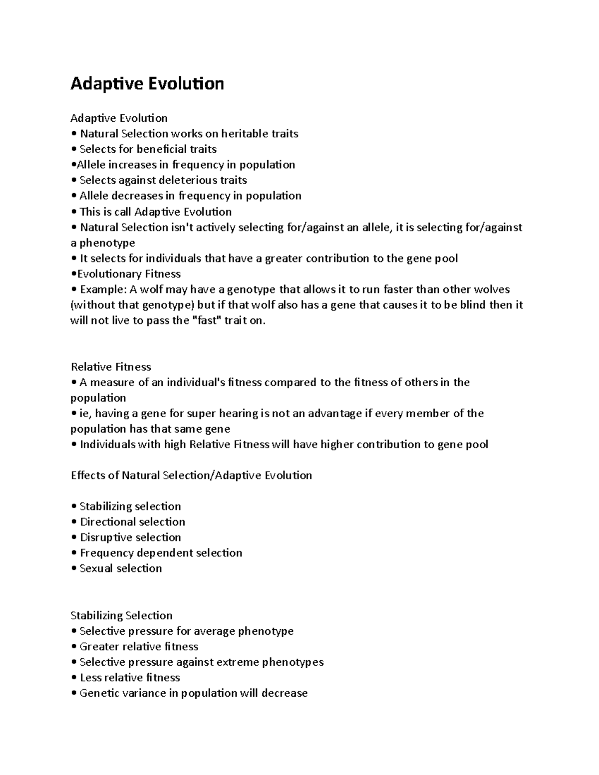 Adaptive Evolution Lecture Notes - Adap%ve Evolu%on Adap&ve Evolu&on ...