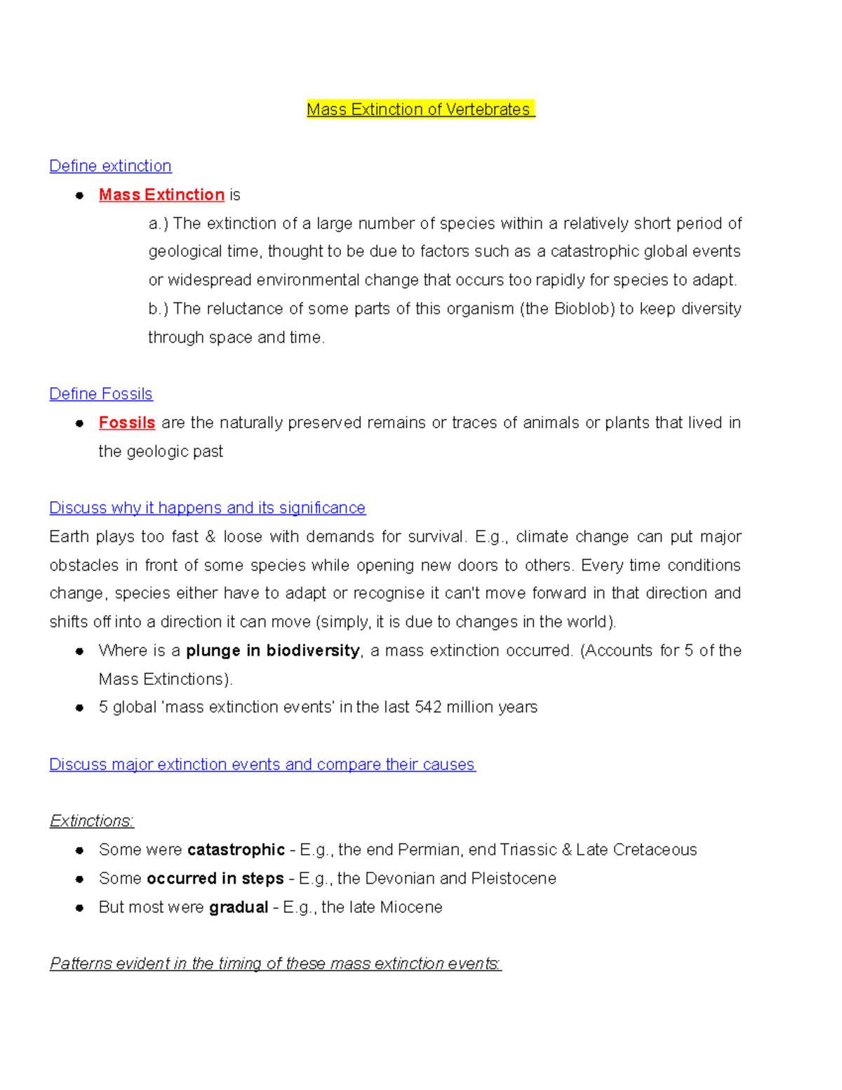 GEOS1211 - Six Great Extinctions (L20) - Mass Extinction of Vertebrates ...
