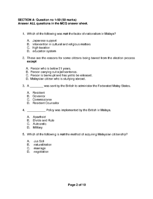 Final EXAM ( Answer) - SECTION A: Question no 1-50 (50 marks) Answer ...