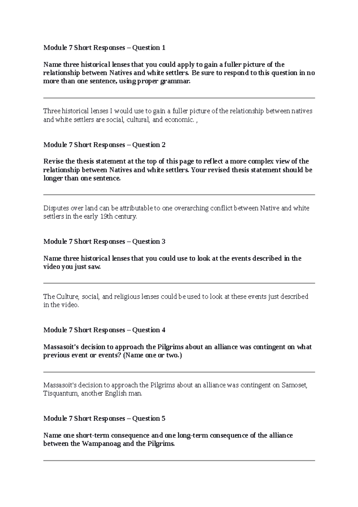 Jasmine Stagg HIS 200 Applied History Mod 7 shrt responses - Module 7 ...