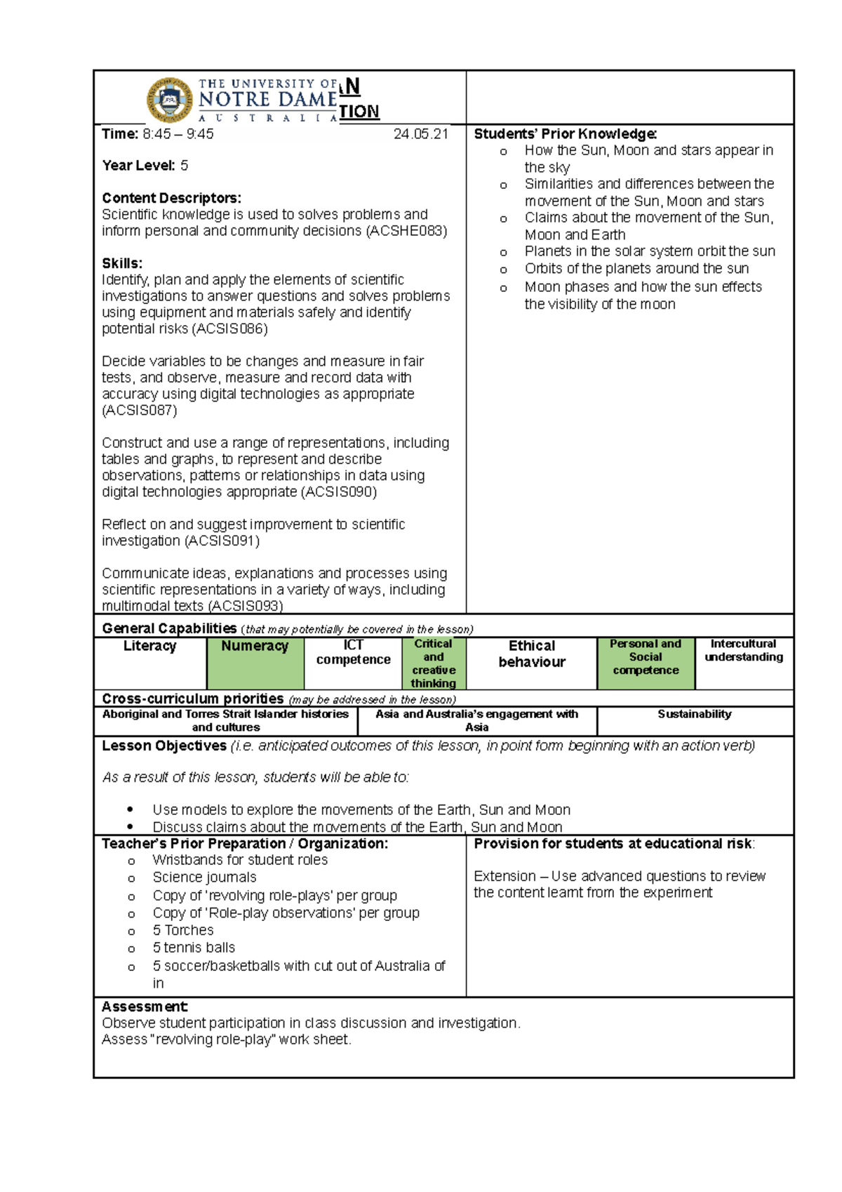 Year 5 Science - Going in Circles Lesson 3 24 - LESSON PLAN SCHOOL OF ...