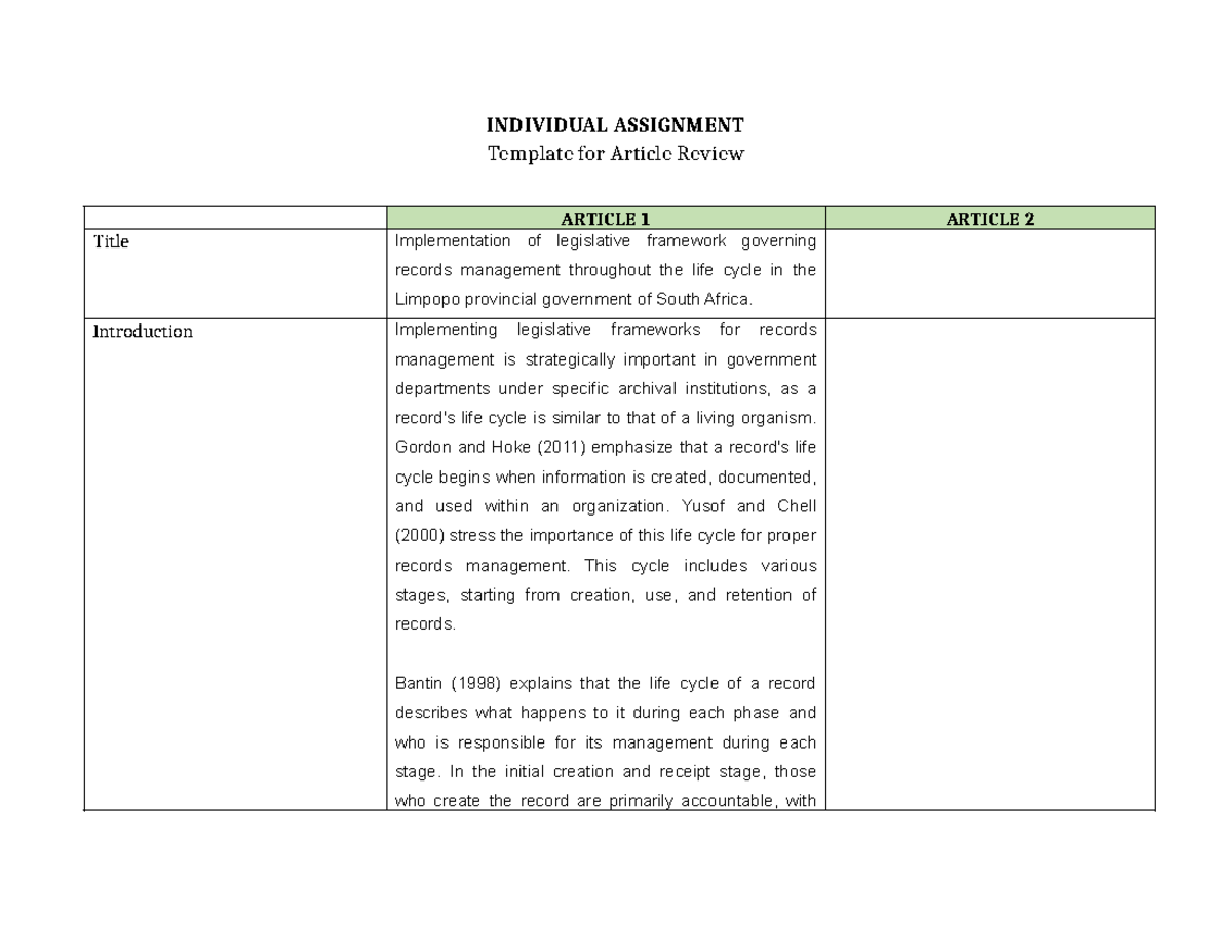 IMD161 Assignment-2 - article summary - INDIVIDUAL ASSIGNMENT Template ...