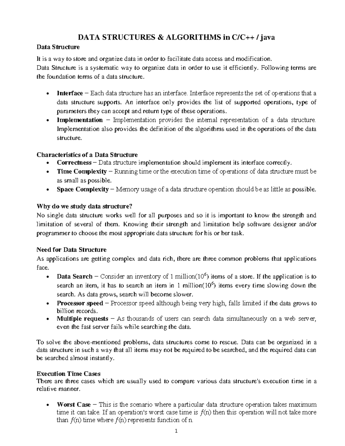 Data Structures And Algorithms Handout Data Structures And Algorithms 8287