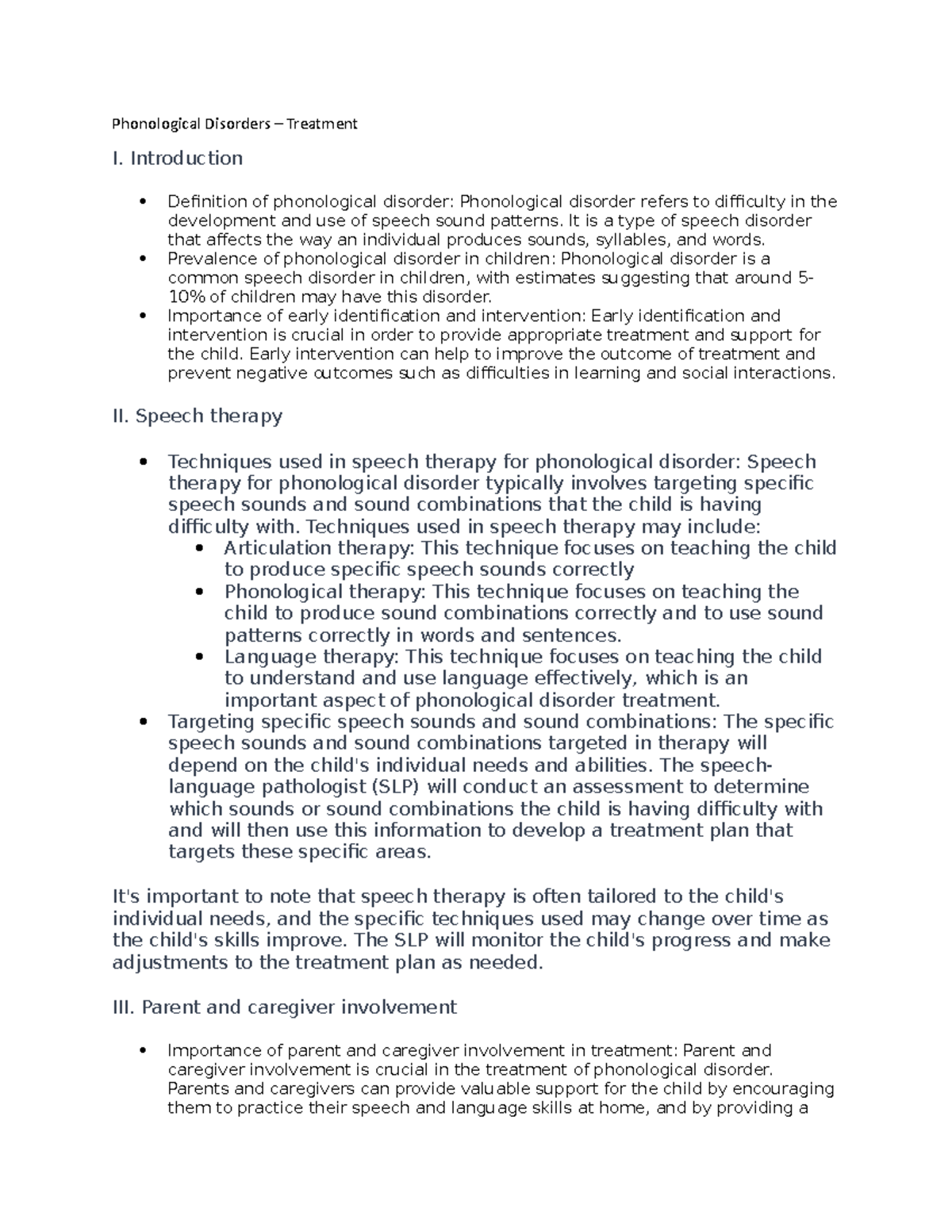 Phonological Disorder - Treatment - Introduction Definition of ...