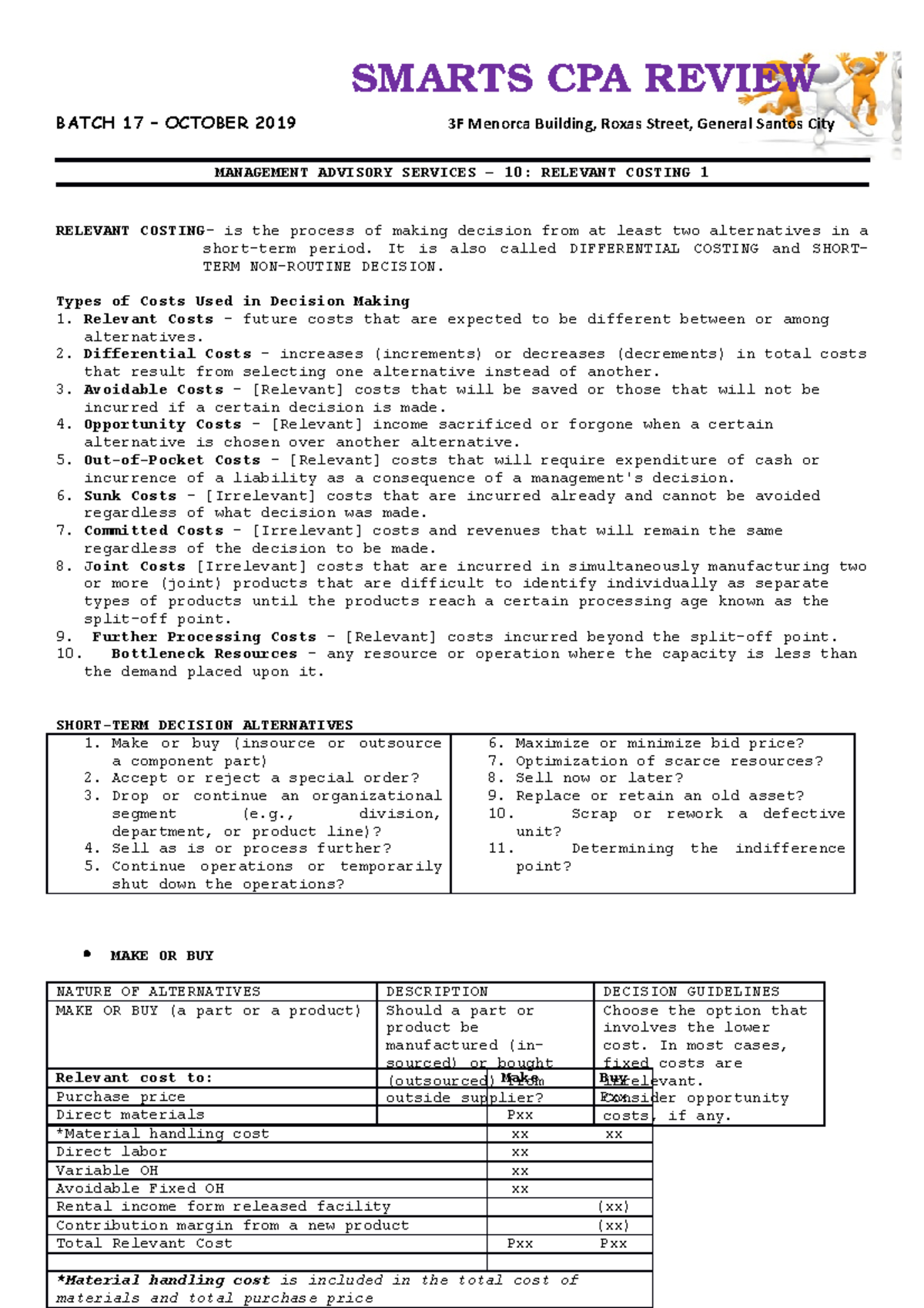 Worksheet - Assignment - SMARTS CPA REVIEW BATCH 17 – OCTOBER 2019 3F ...