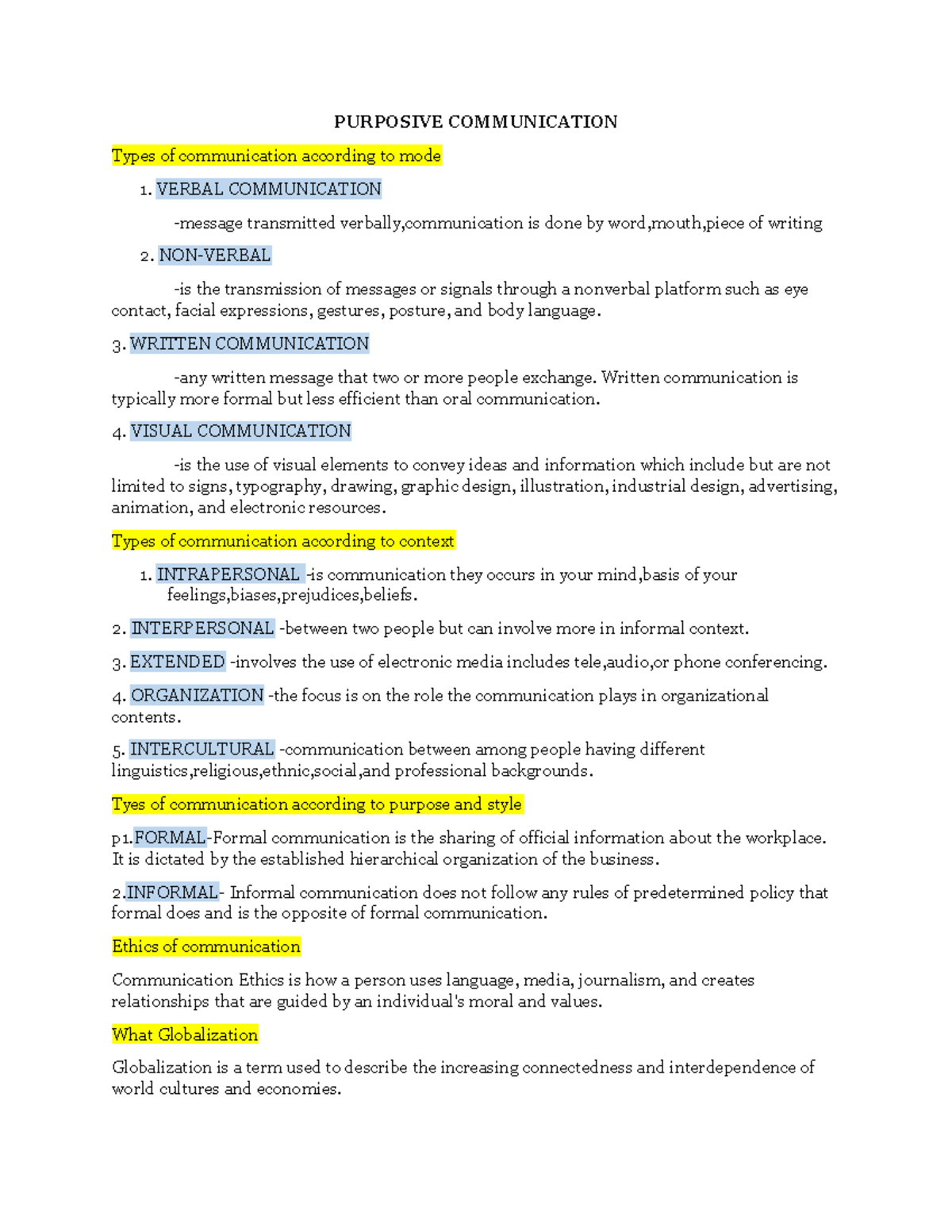 Purposive - Reviewer - PURPOSIVE COMMUNICATION Types of communication ...