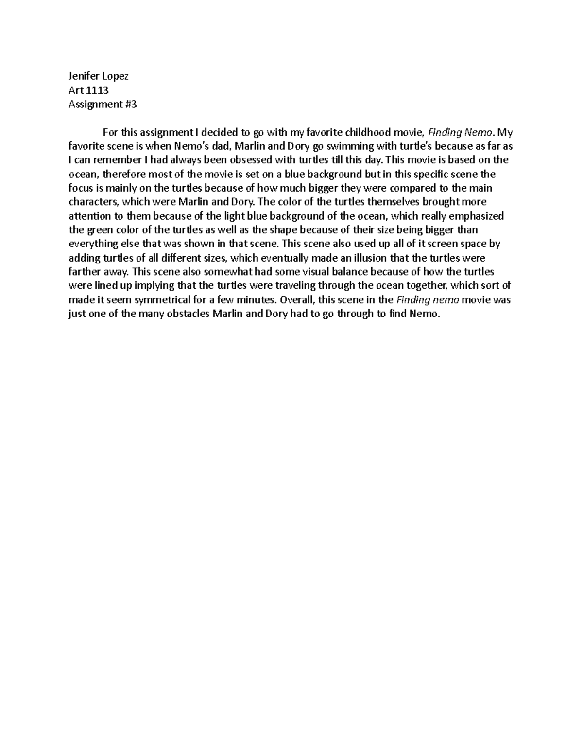 ART assignment #3 - Task 1 - Jenifer Lopez Art 1113 Assignment # For ...