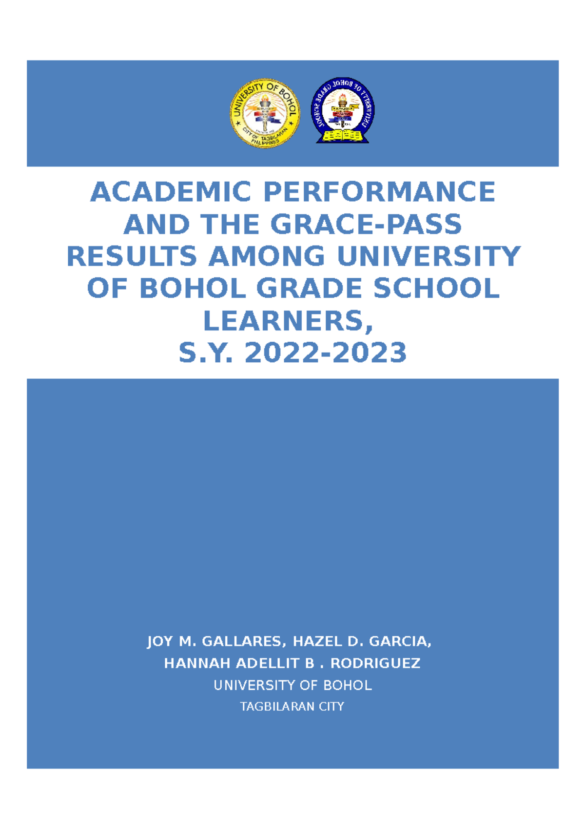 Academic Performance and the Result of Grace-PASS - JOY M. GALLARES ...