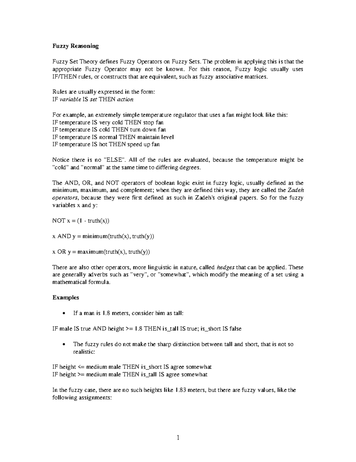 Fuzzy Inference Example Reference Fuzzy Reasoning Fuzzy Set Theory