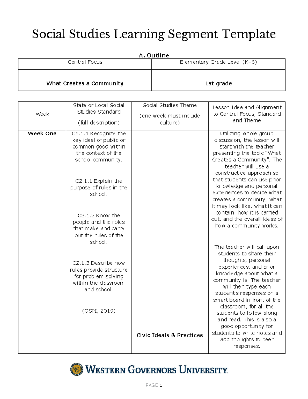 Social Studies Learning Segment Template (2) - Outline Central Focus ...