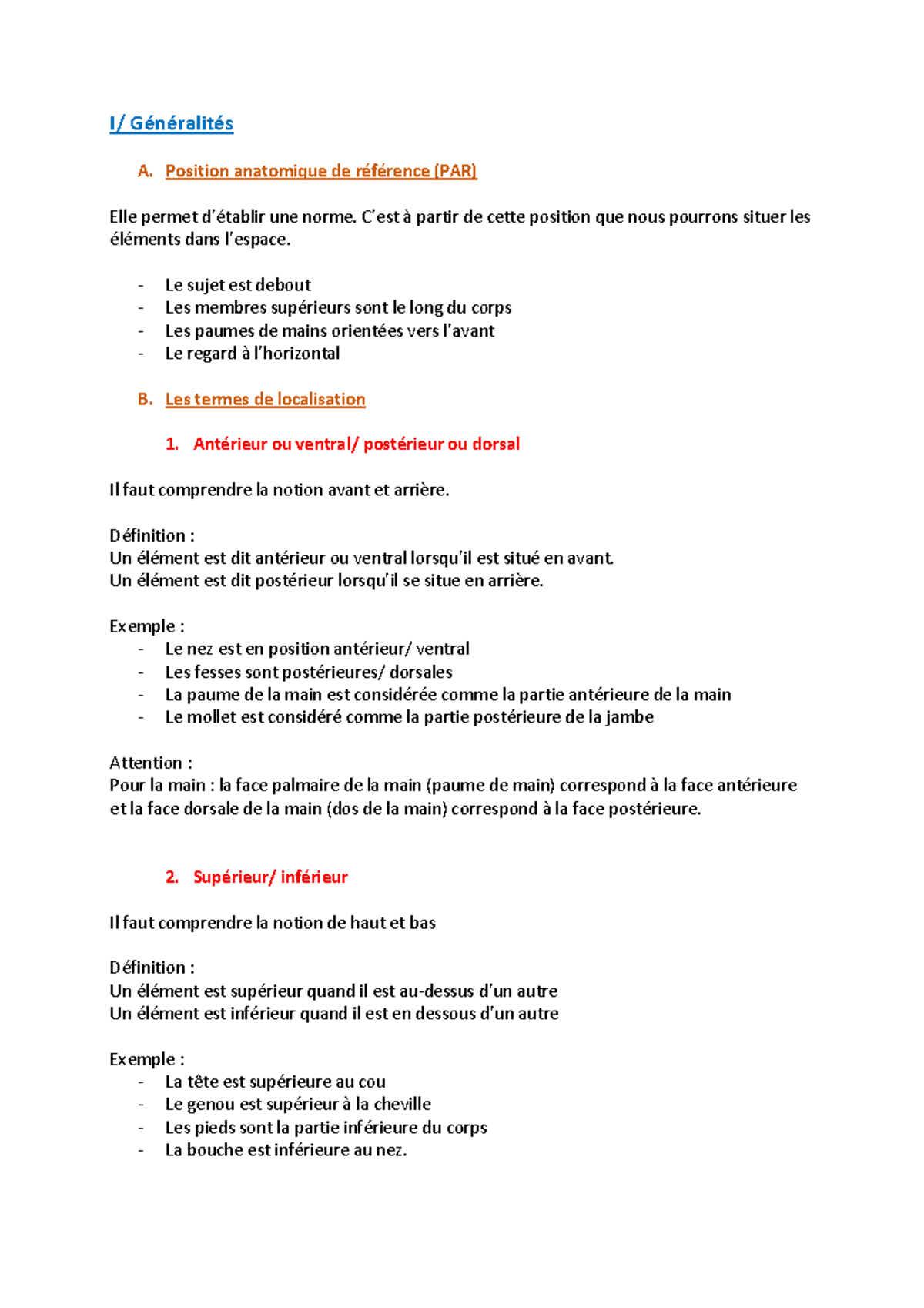 TD1 Anatomie staps - Warning: TT: undefined function: 32 I/ Généralités A. Position anatomique ...