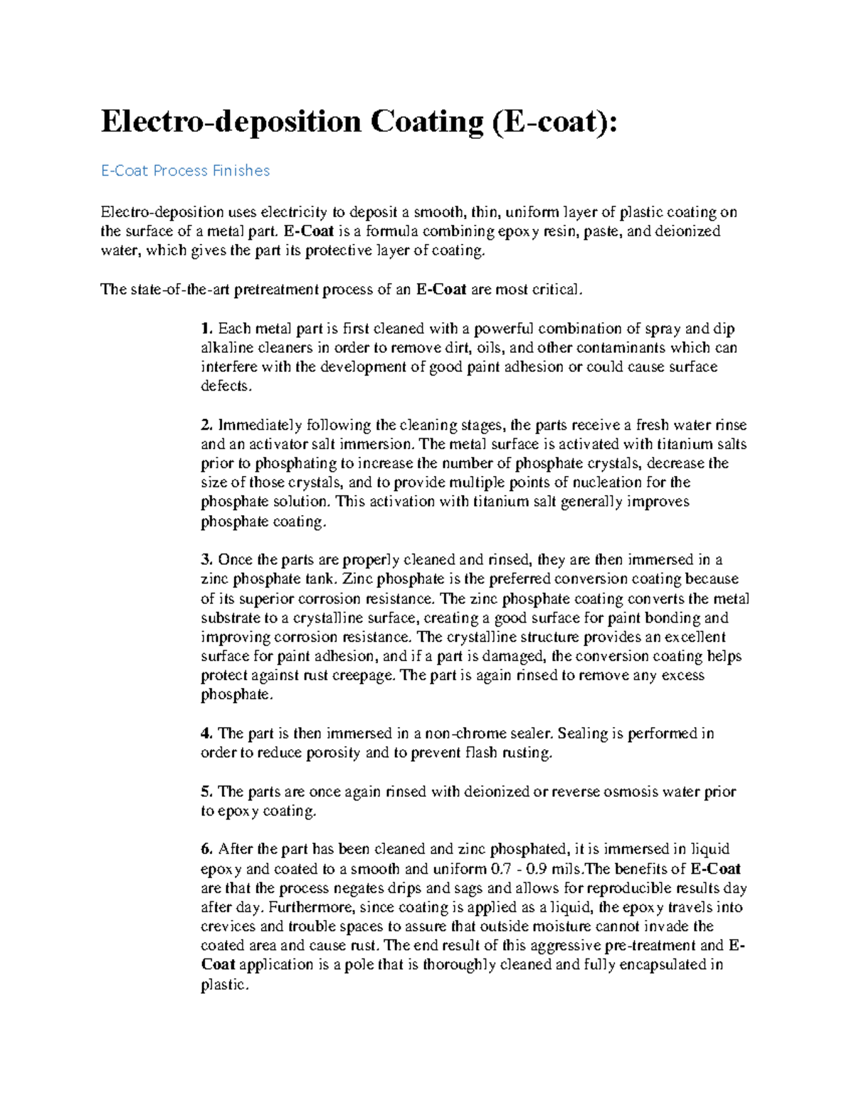 Electro - EEWEWERWRE - Electro-deposition Coating (E-coat): E-Coat ...