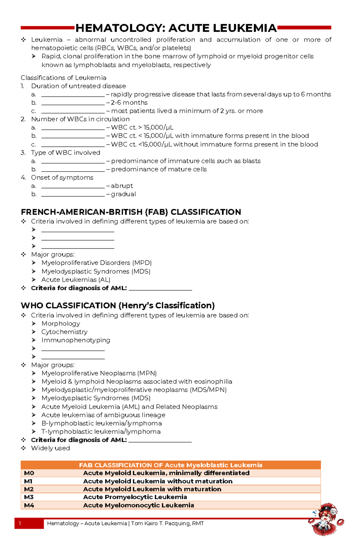 Hematology-leukemia-template - HEMATOLOGY: ACUTE LEUKEMIA Leukemia ...