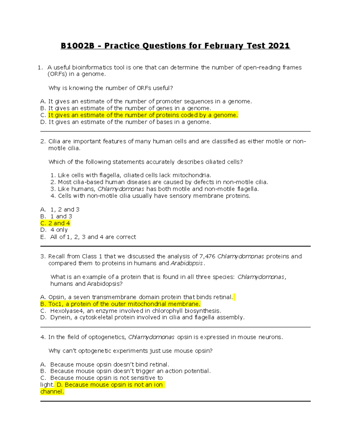2021 february practise test and answers - B1002B - Practice Questions ...