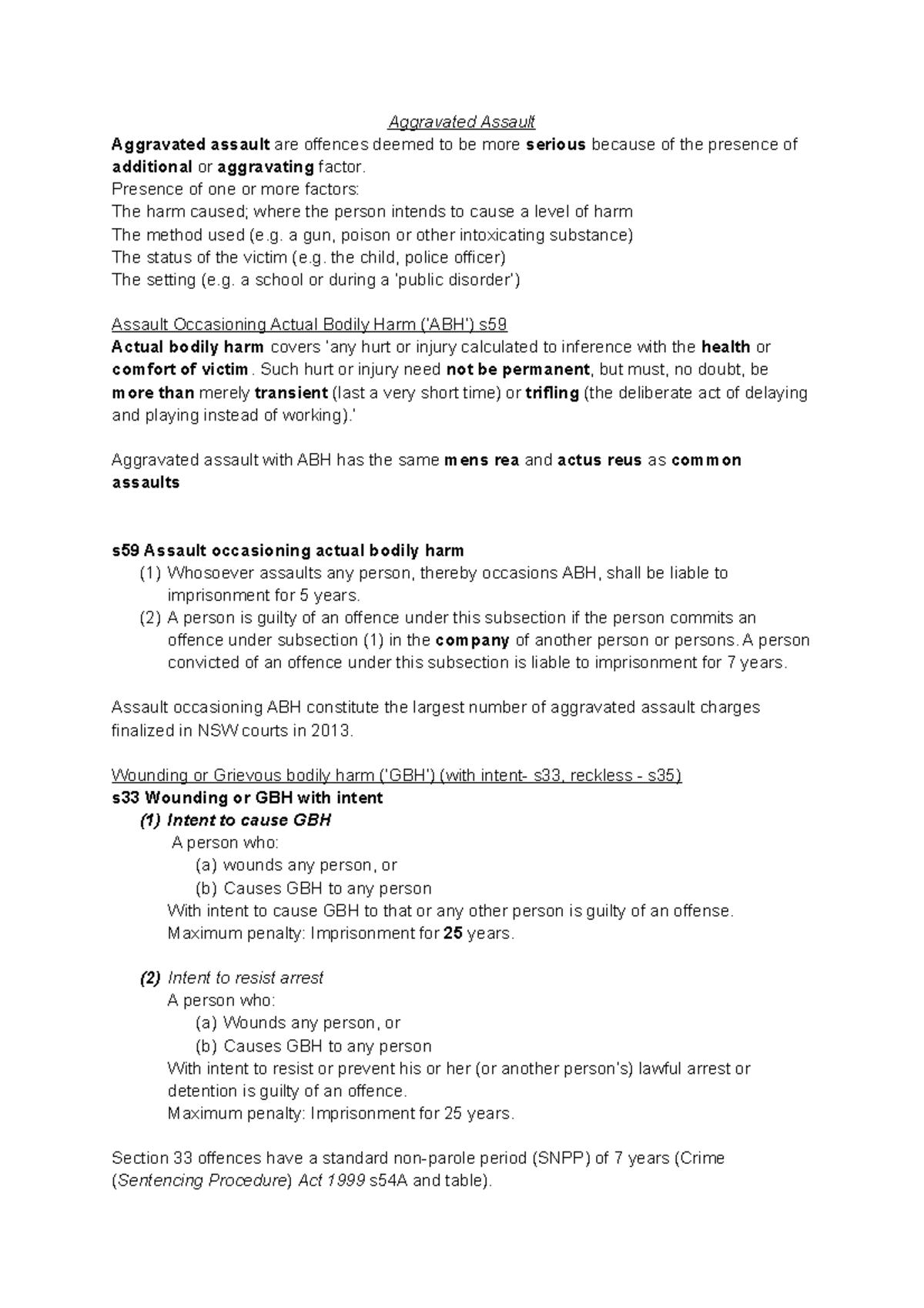 Class 4A- Assault: Aggravated Assault; Legal Response to intimate ...