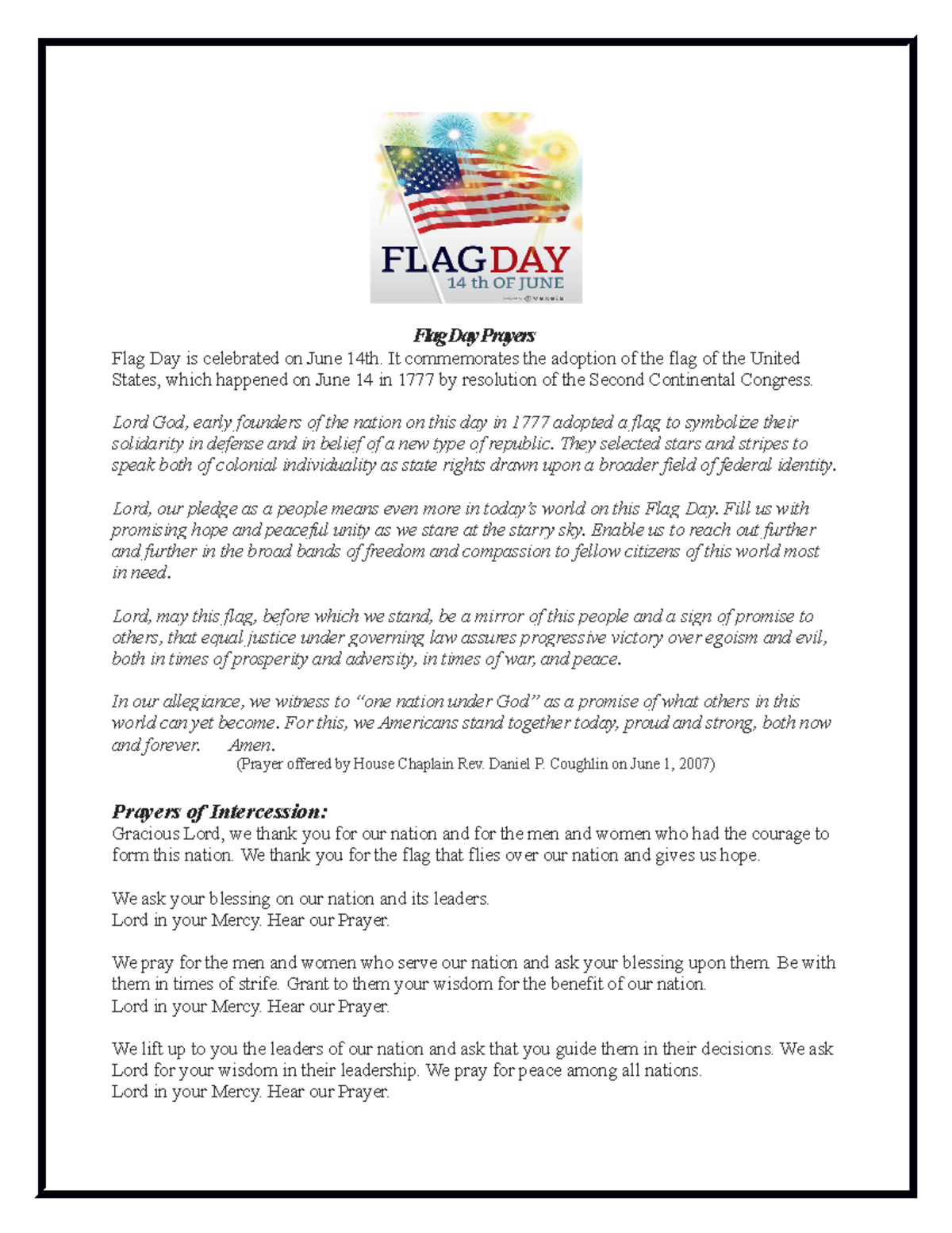 Flag-Day-Prayers - prayers - Flag Day Prayers Flag Day is celebrated on June 14th. It ...
