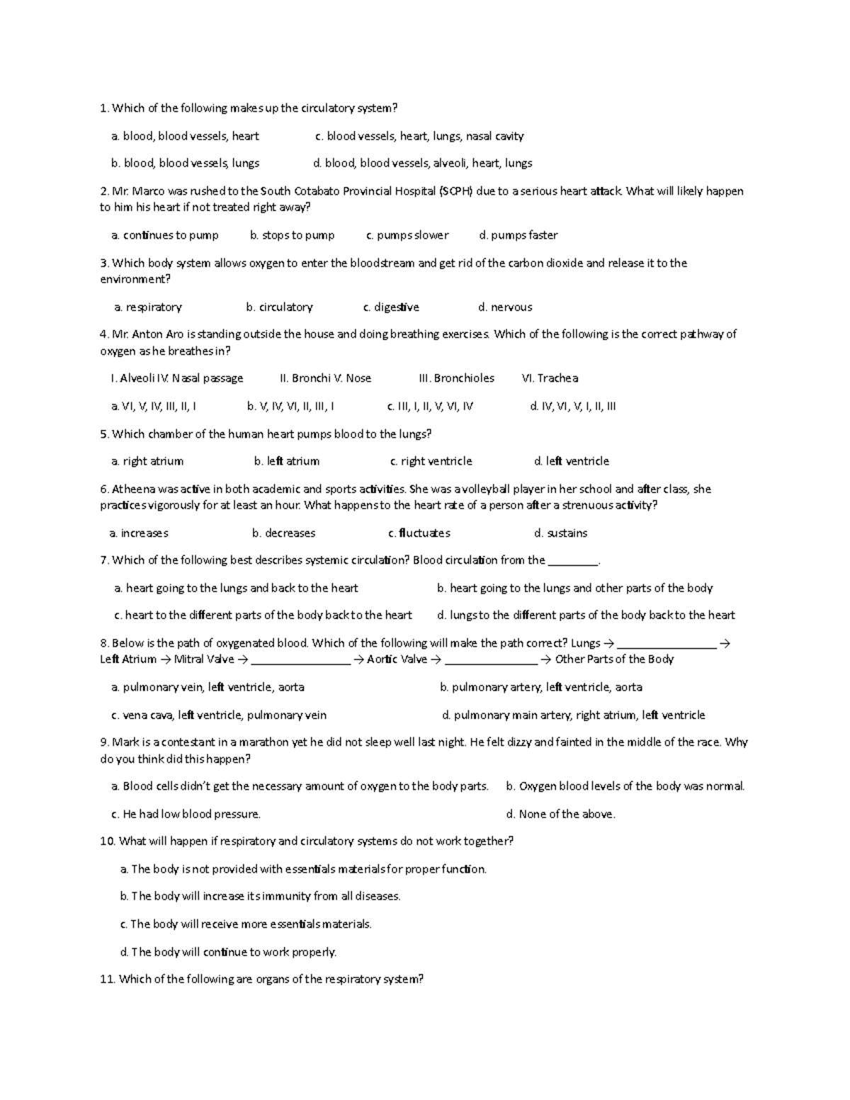 Grade 9 Exam - Sample Questionnaire - Which of the following makes up ...