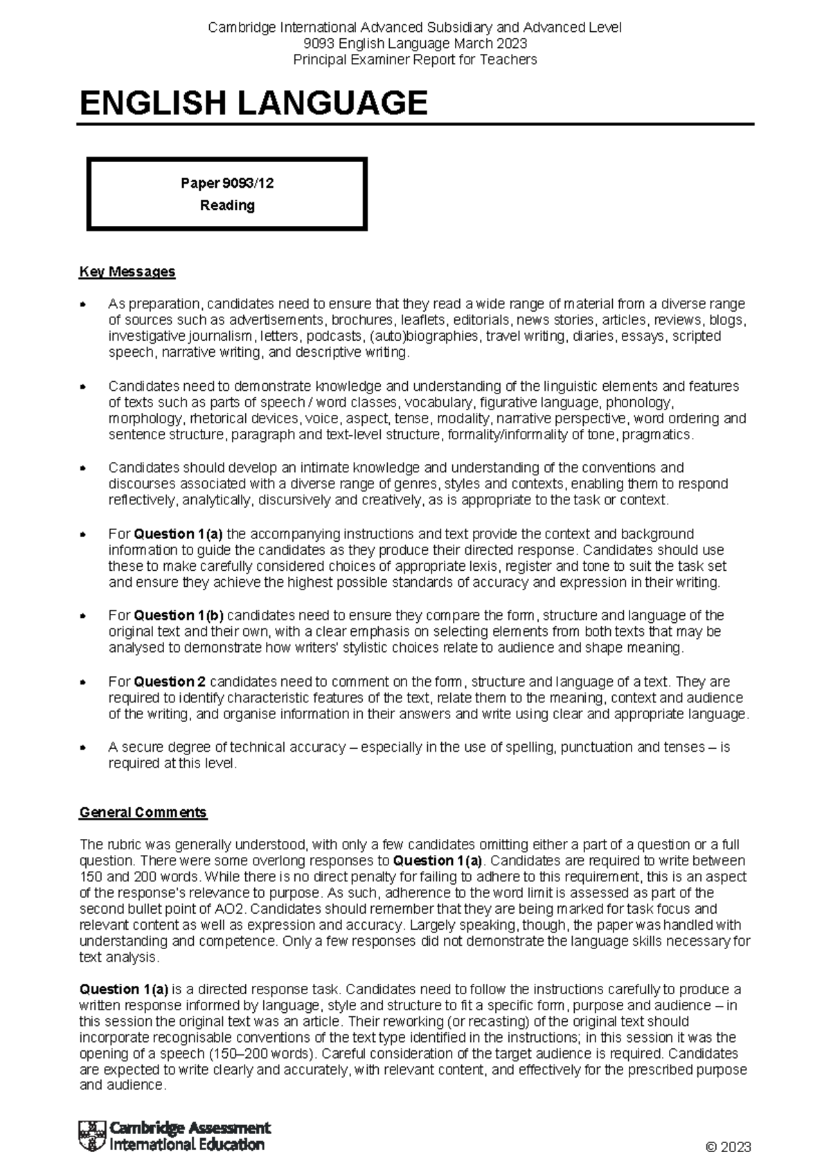 9093 m23 er - Cambridge International Advanced Subsidiary and Advanced ...