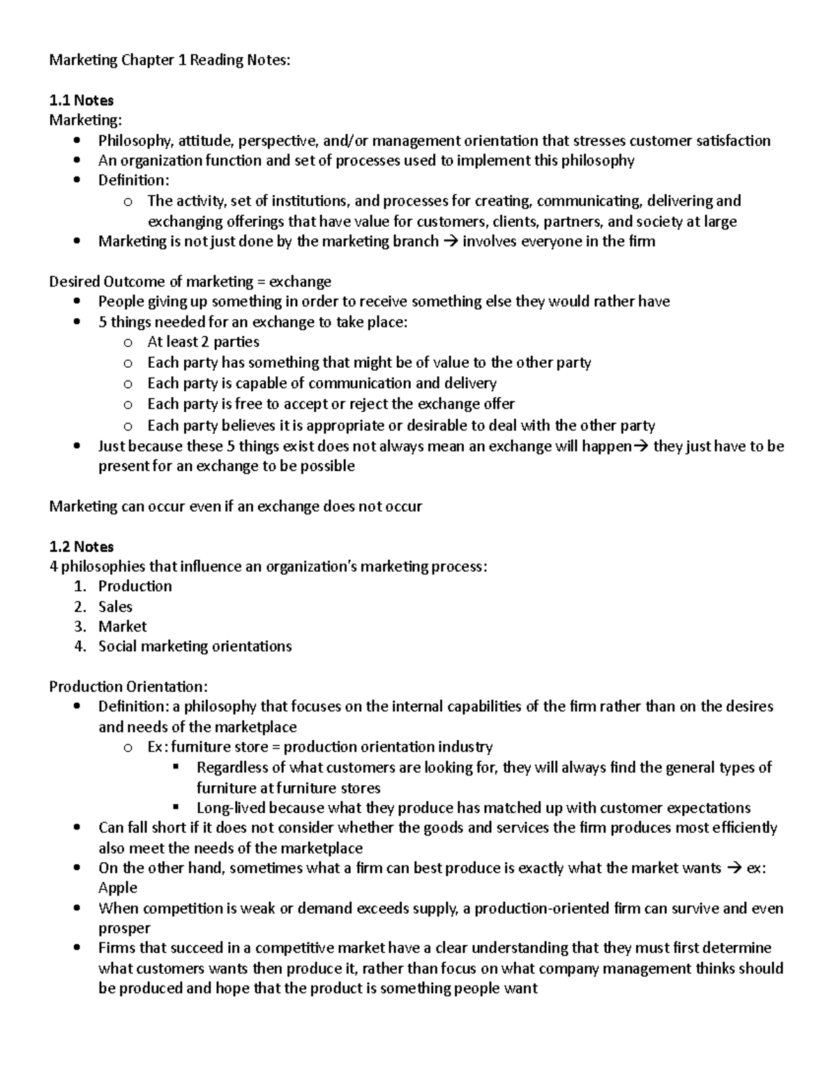 Marketing Chapter 1 Reading Notes - Marketing Chapter 1 Reading Notes ...
