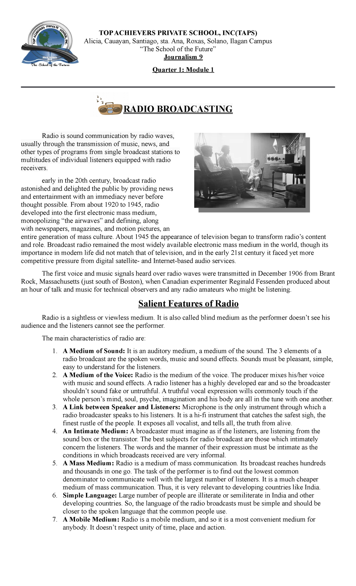 Radio Broadcasting module - Copy - TOP ACHIEVERS PRIVATE SCHOOL, INC ...