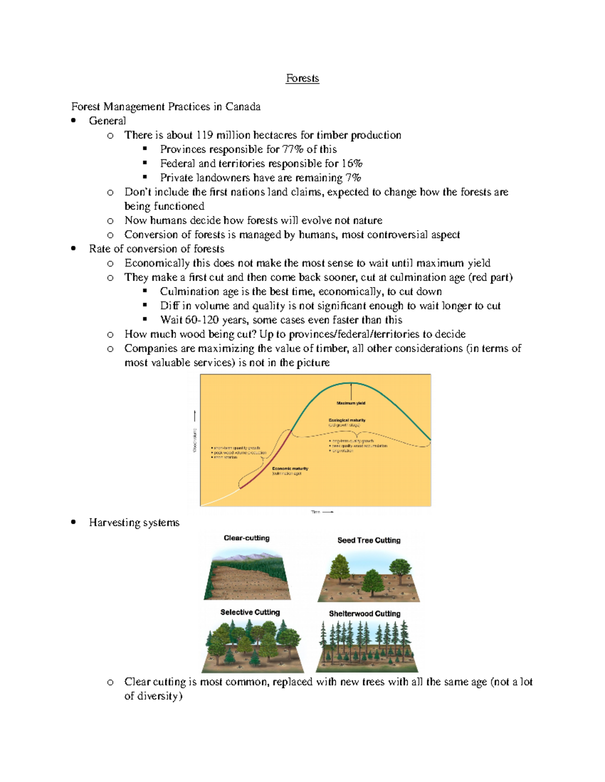 11. Forests - Lecture notes 11 part 1 - Forests Forest Management ...