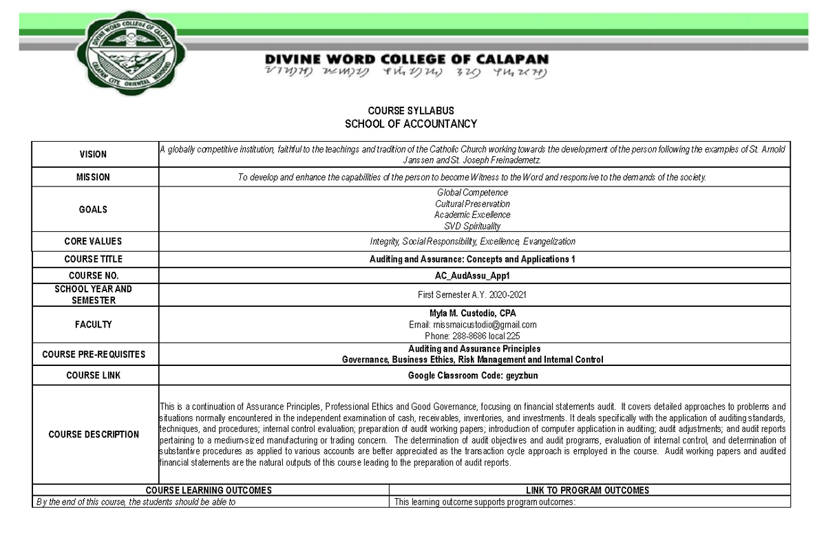 Auditing Syllabus - Summary - Product Design (Designpocket) - COURSE ...