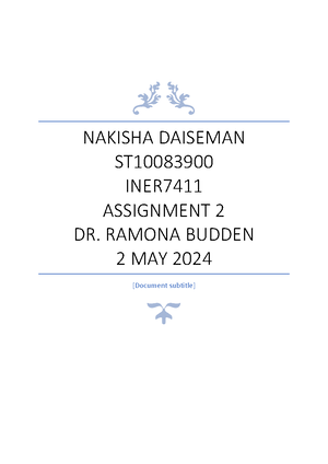 INER7411. Assignment 2. ST10083725. Fiona Melanie Reddy - Name: Fiona ...