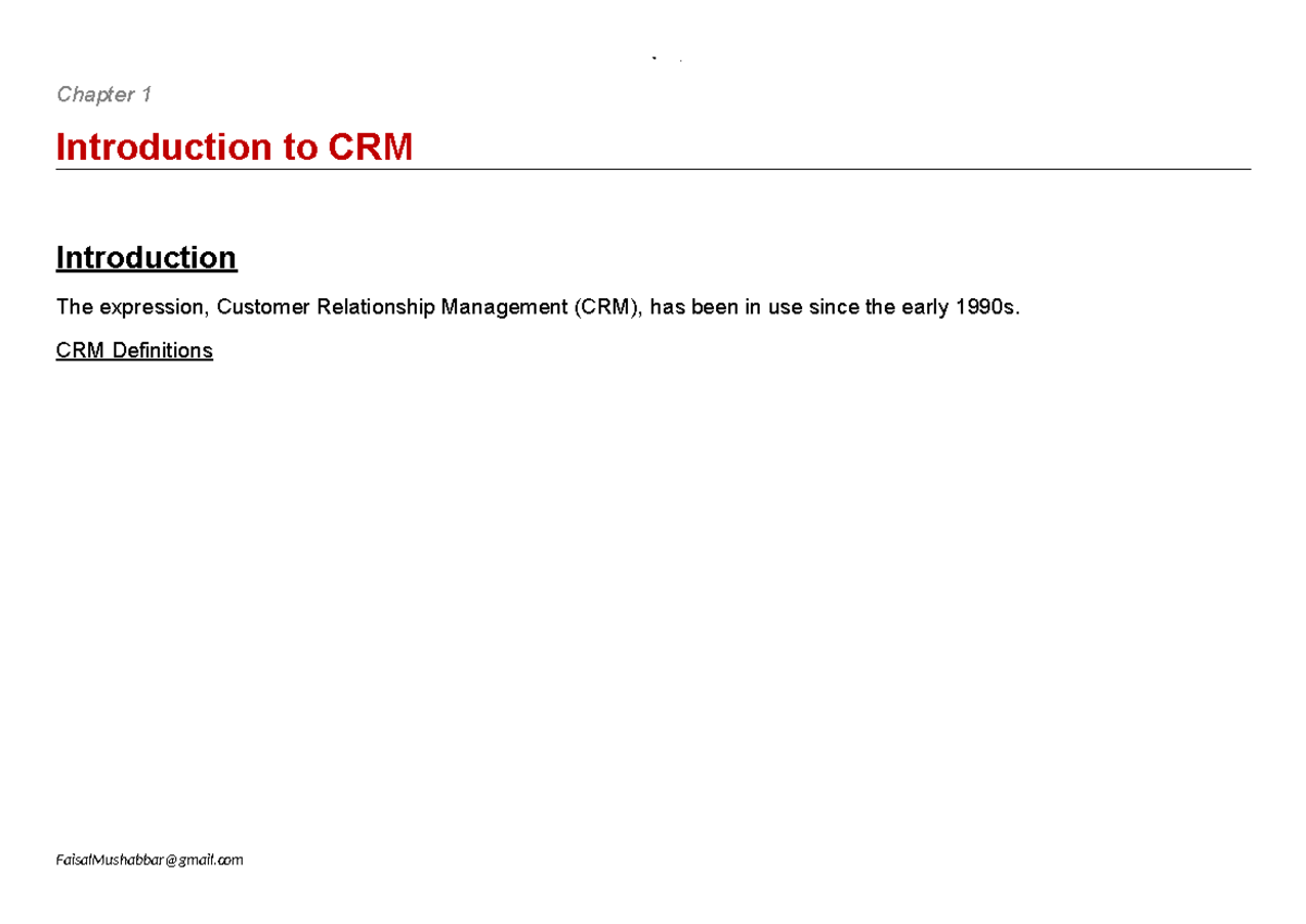 CRM-C01 Conceptual Foundation 150921 - 786 1. 786 Chapter 1 ...