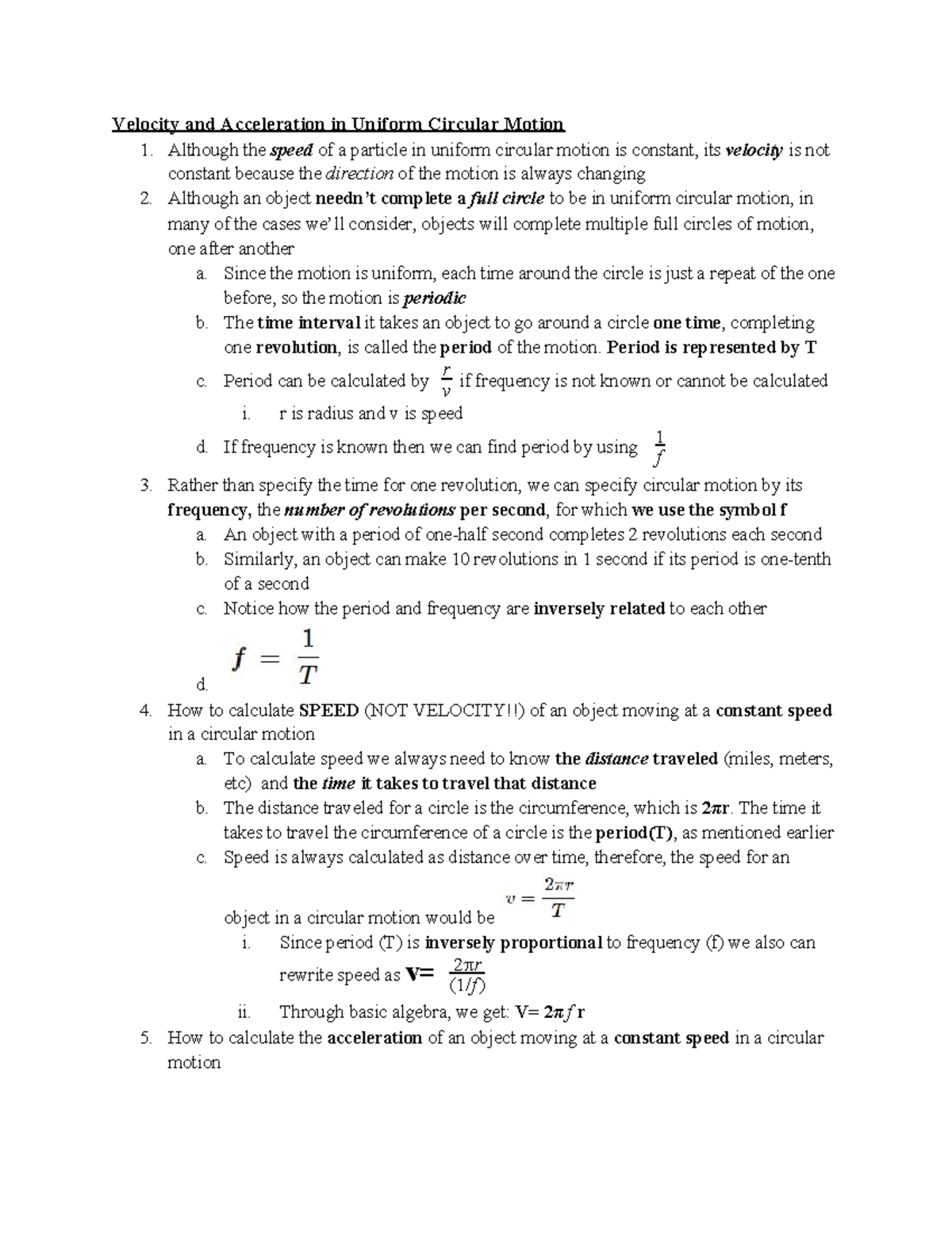 Physics 5A Ch 6 Notes Velocity And Acceleration In Uniform Circular