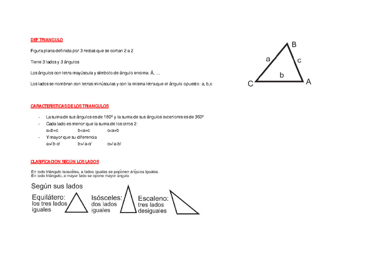 T.3a triangulos - Resumenes - DEF TRIANGULO Figura plana definida por 3 ...