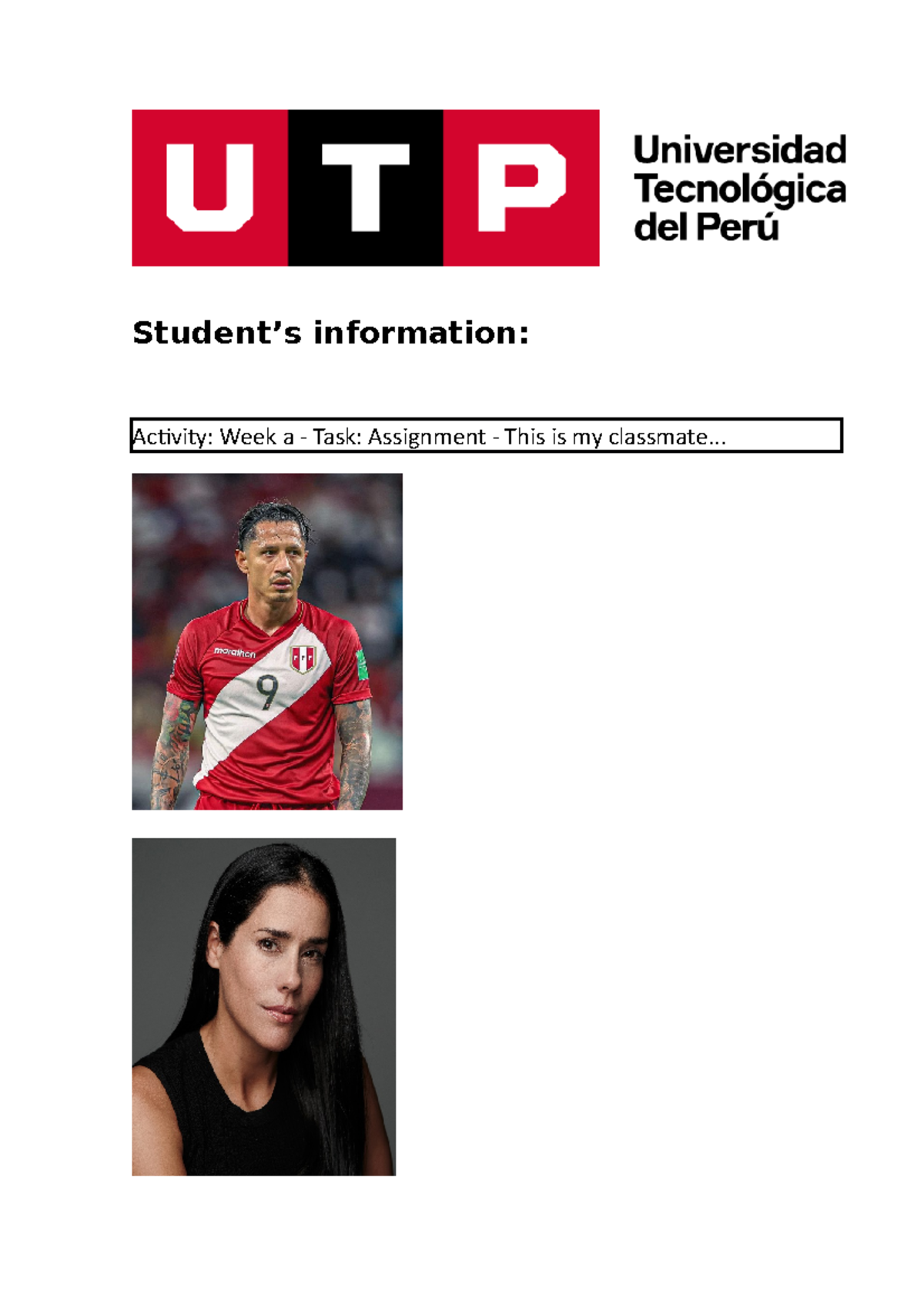 Week 2 - Task Assignment - Where are you from - Student’s information: Activity: Week a - Task ...