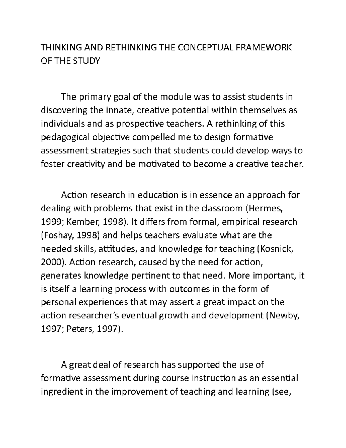 Thinking AND Rethinking THE Conceptual Framework OF THE Study ...