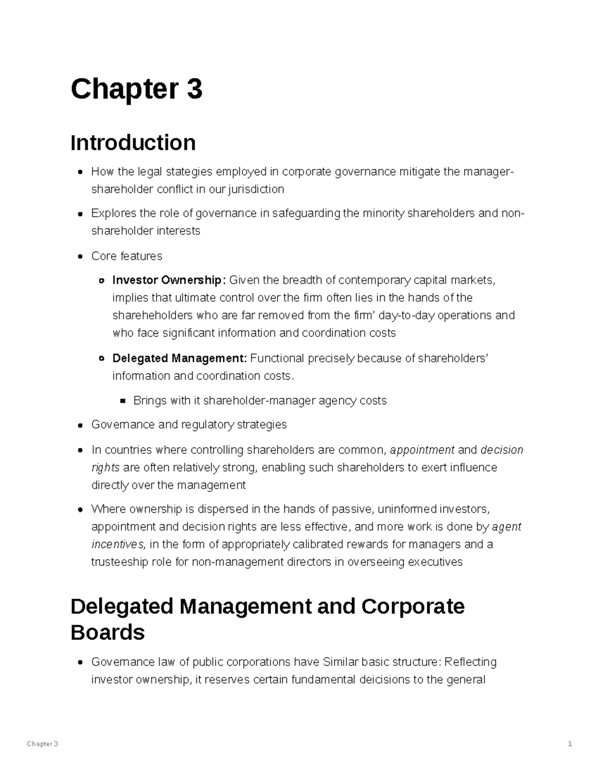 Chapter 3 - Samenvatting The Anatomy of Corporate Law - Chapter 3 ...