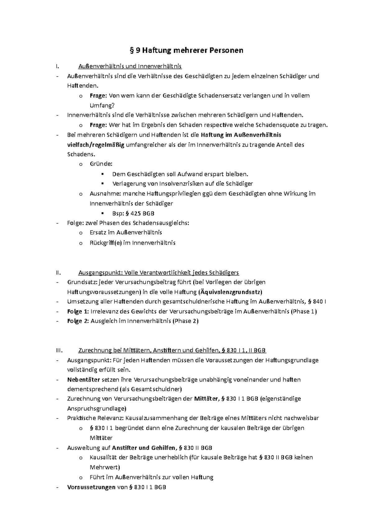 Haftung mehrerer Personen - Recht der gesetzlichen Schuldverhältnisse ...