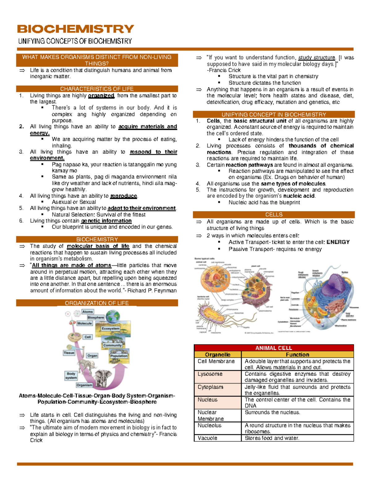 Biochemistry Intro to Biochemistry - WHAT MAKES ORGANISMS DISTINCT FROM ...