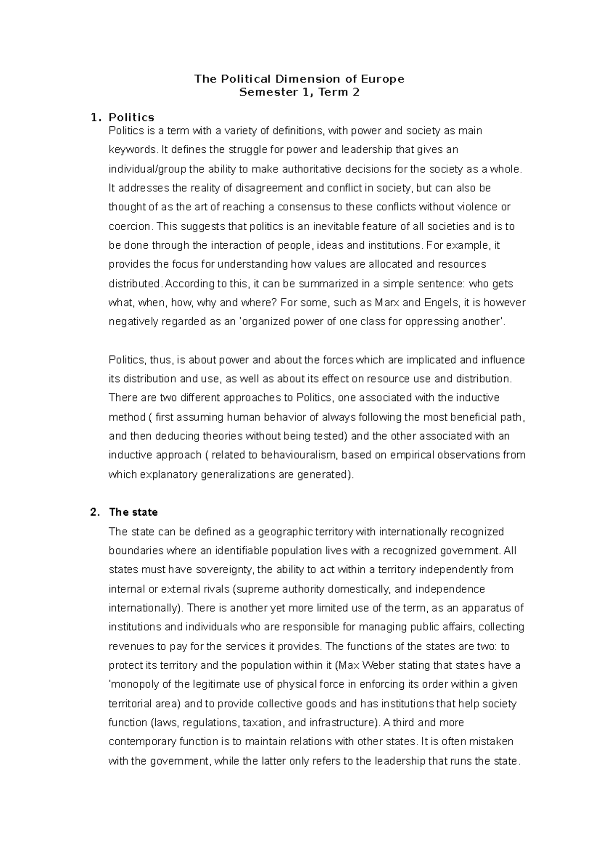 Concepts Political Dimension - The Political Dimension of Europe ...
